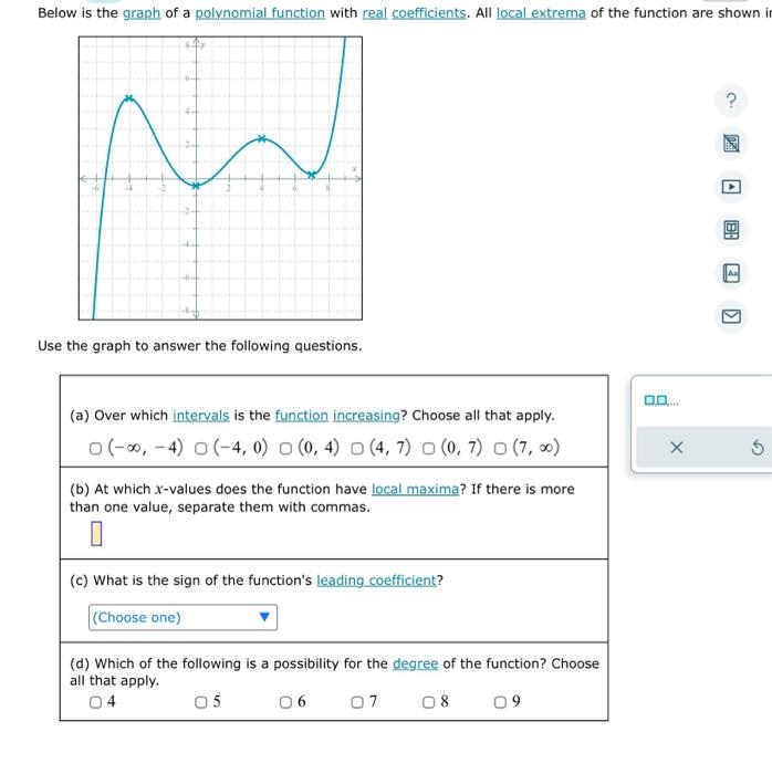 Solved Use the graph to answer the following questions. (a) | Chegg.com