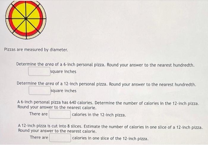 Solved Pizzas are measured by diameter. Determine the area | Chegg.com