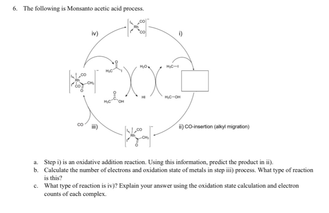 Solved The following is Monsanto acetic acid process.a. | Chegg.com