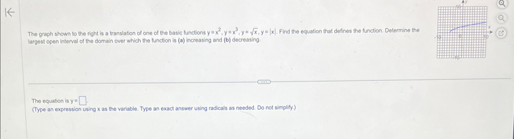 Solved The graph shown to the right is a translation of one | Chegg.com