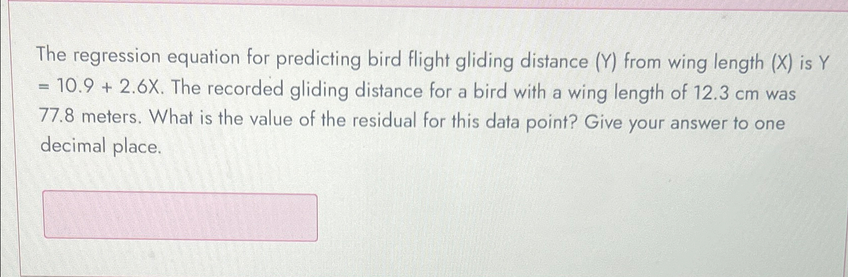 Solved The regression equation for predicting bird flight | Chegg.com