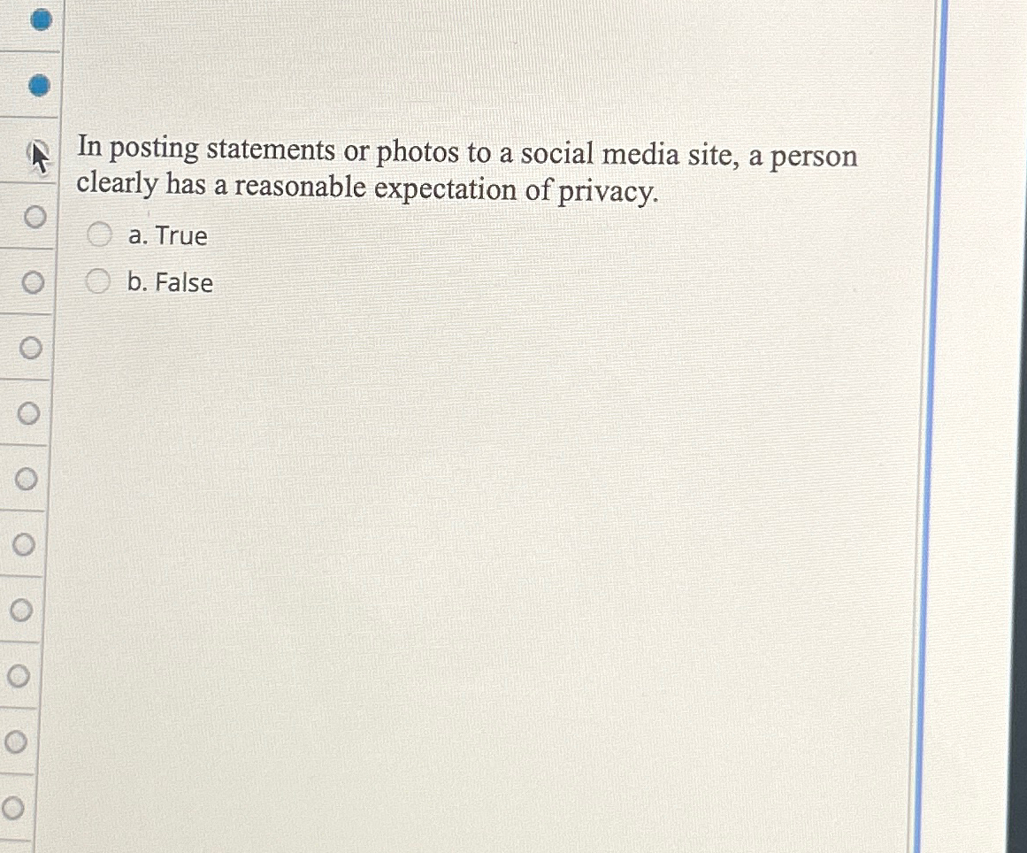 Solved In posting statements or photos to a social media | Chegg.com