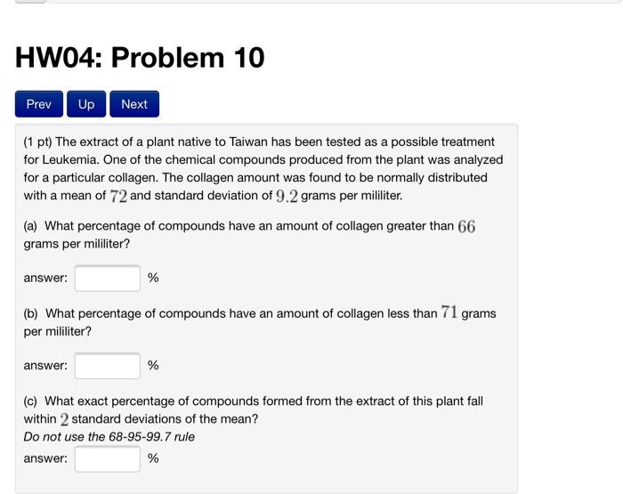 Solved HW04: Problem 1 Prev Up Next (1 pt) Determine the | Chegg.com