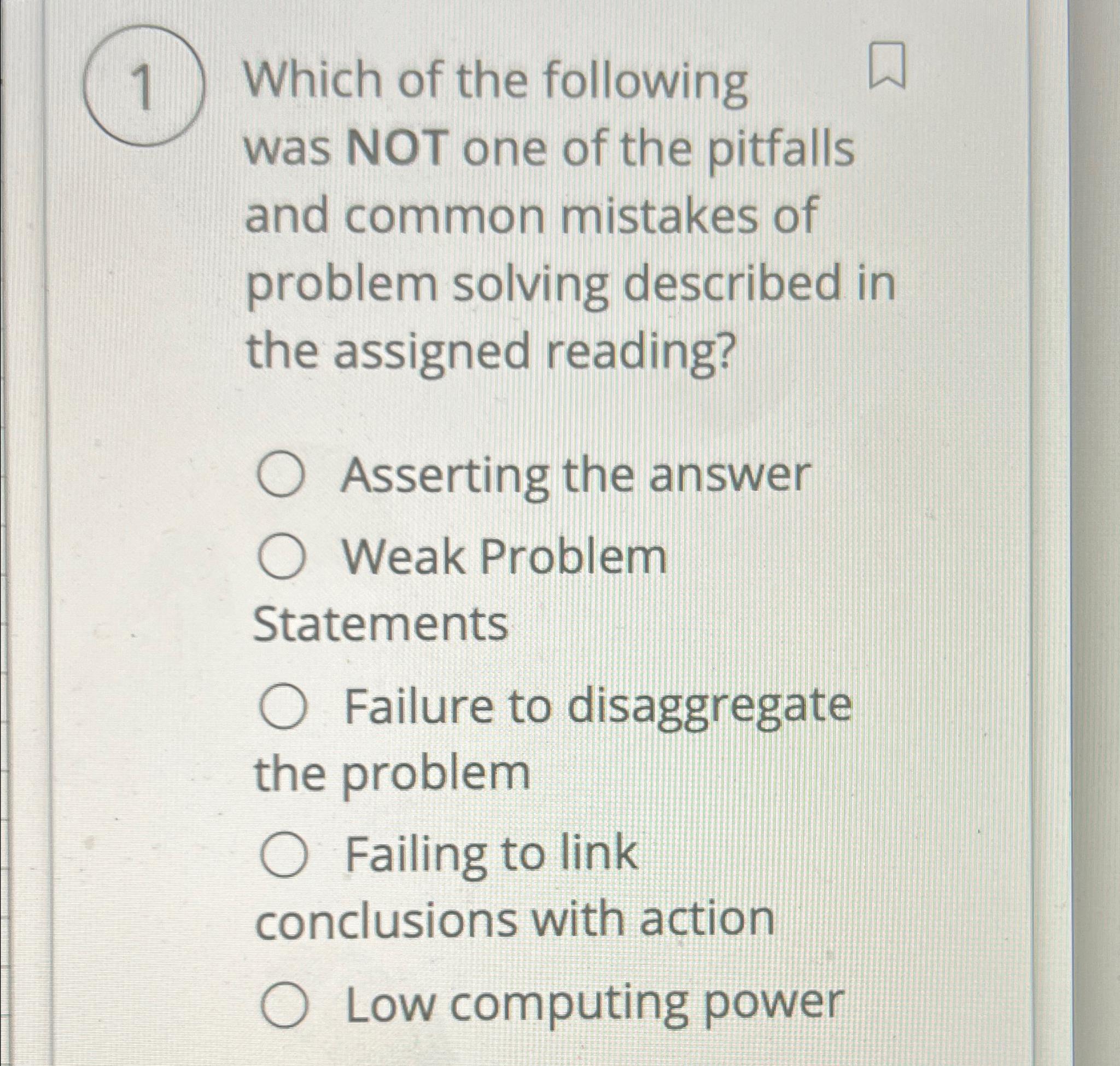 Solved 1 ﻿Which of the following was NOT one of the pitfalls | Chegg.com