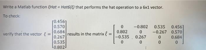 Solved Write a Matlab function {Hat = Hat6(e) that performs | Chegg.com