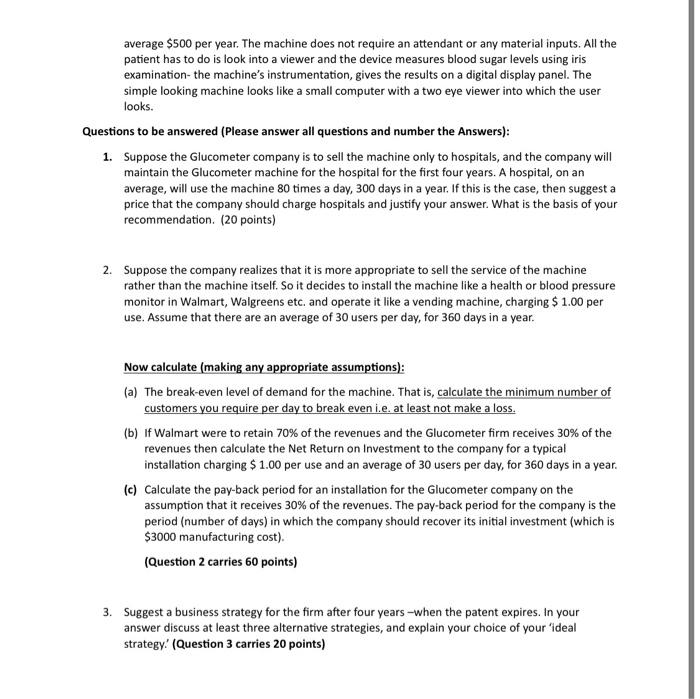 Assignment 1: The Glucometer Case Preamble and Tips | Chegg.com