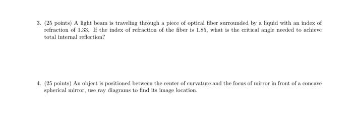 Solved 3. (25 points) A light beam is traveling through a | Chegg.com