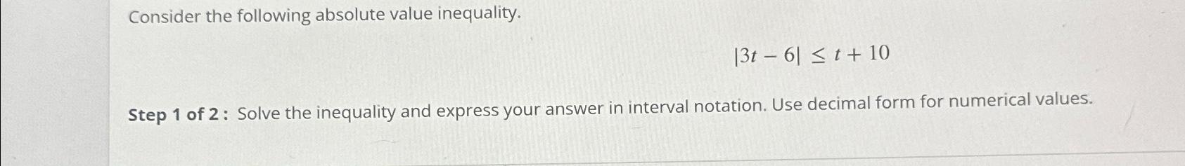 Solved Consider the following absolute value | Chegg.com