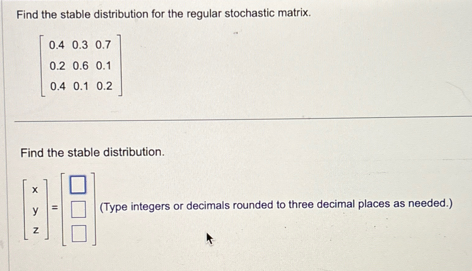Solved Find the stable distribution for the regular | Chegg.com