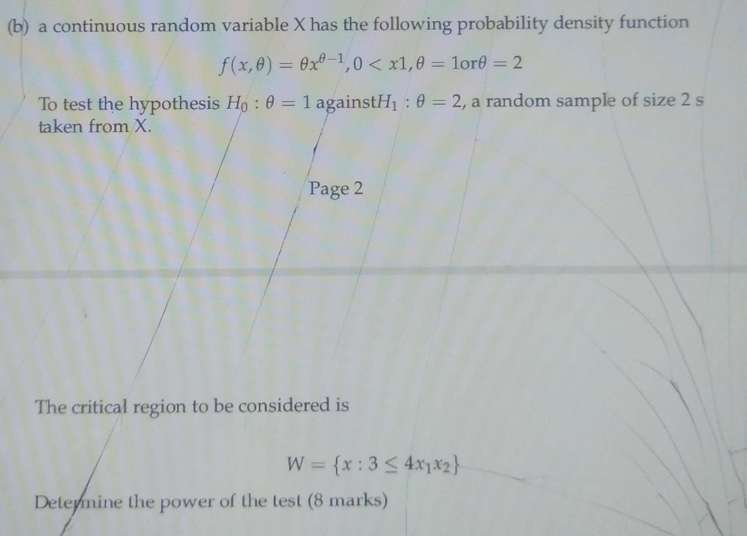 Solved A Continuous Random Variable X Has The Following 