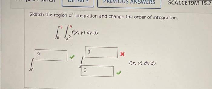 Solved Sketch the region of integration and change the order | Chegg.com