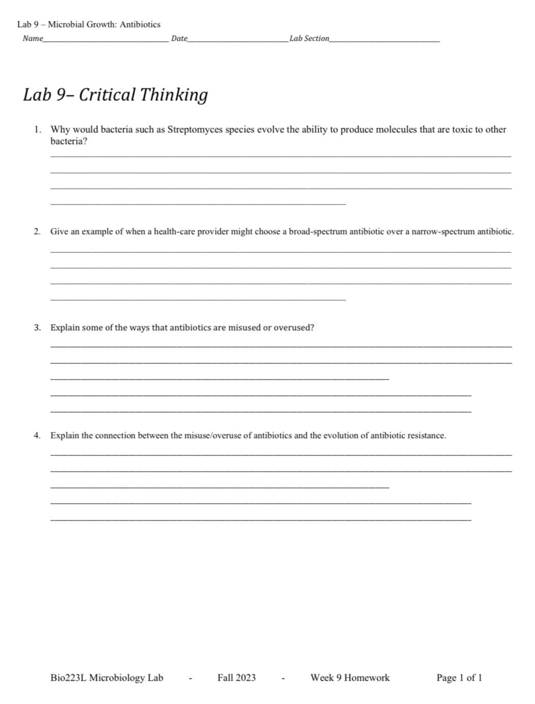 Solved Lab 9 - Microbial Growth: AntibioticsNamDate_Lab | Chegg.com Solved Lab 9 - Microbial Growth: AntibioticsNamDate_Lab | Chegg.com