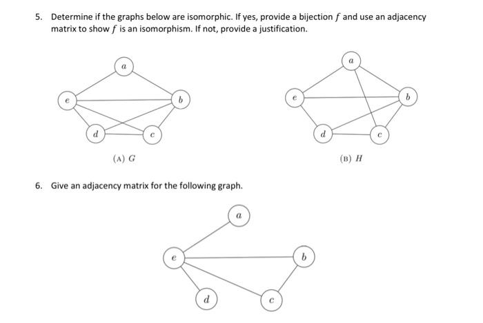 Solved 5. Determine if the graphs below are isomorphic. If | Chegg.com