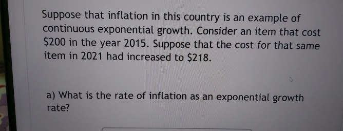 Solved Suppose that inflation in this country is an example | Chegg.com