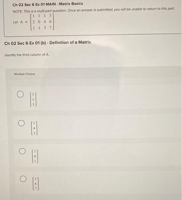 Solved Ch 02 Sec 6 Ex 01 MAIN - Matrix Basics NOTE: This is | Chegg.com