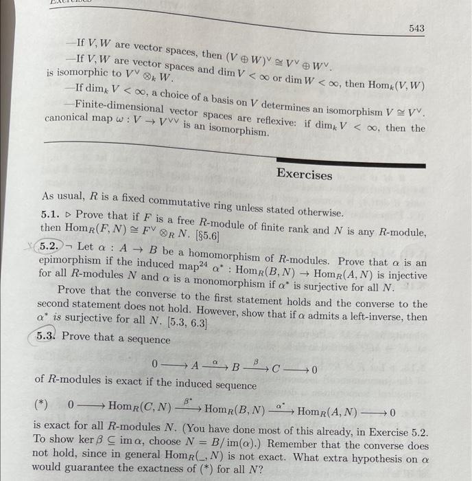 Solved 5.2. ¬ Let α:A→B be a homomorphism of R-modules. | Chegg.com