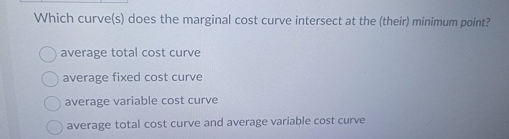 Solved Which curve(s) ﻿does the marginal cost curve | Chegg.com