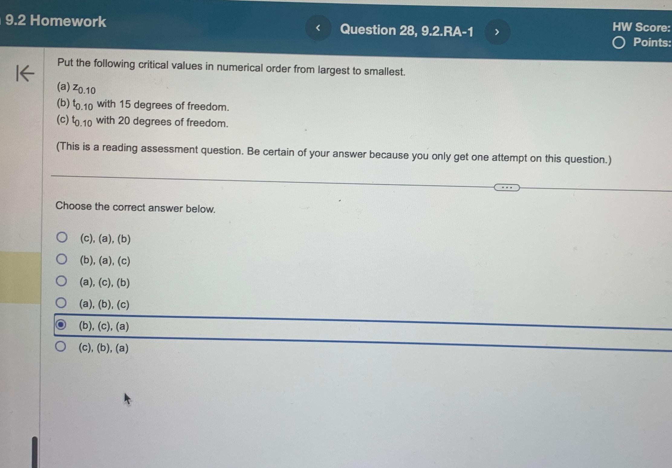 Solved 9.2 ﻿HomeworkQuestion 28, 9.2.RA-1HW Score:Points:Put | Chegg.com