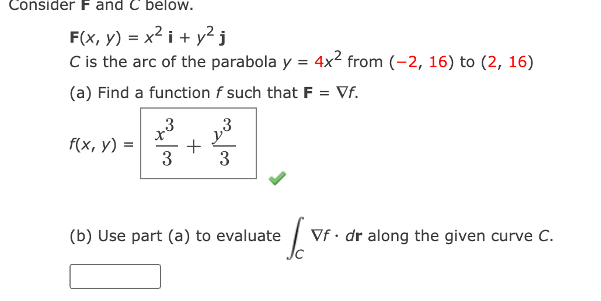 Solved Consider F ﻿and C ﻿below.F(x,y)=x2i+y2jC is ﻿the arc | Chegg.com