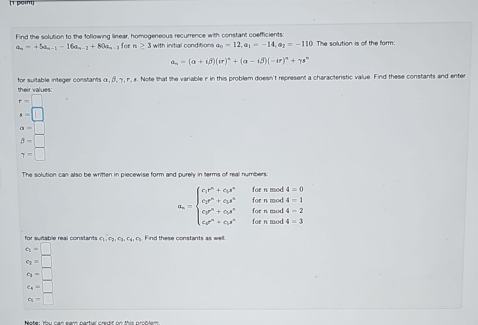 Solved Find the solution to the following linear, | Chegg.com