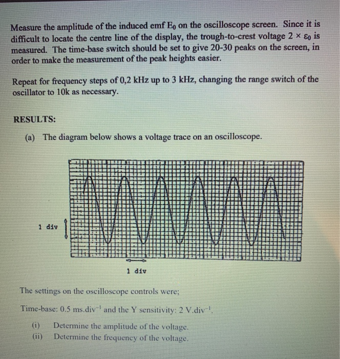 Solved Measure the amplitude of the induced emf E, on the | Chegg.com