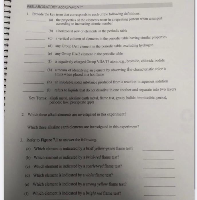 Solved PRELABORATORY ASSIGNMENT 1. Provide the koy term that | Chegg.com