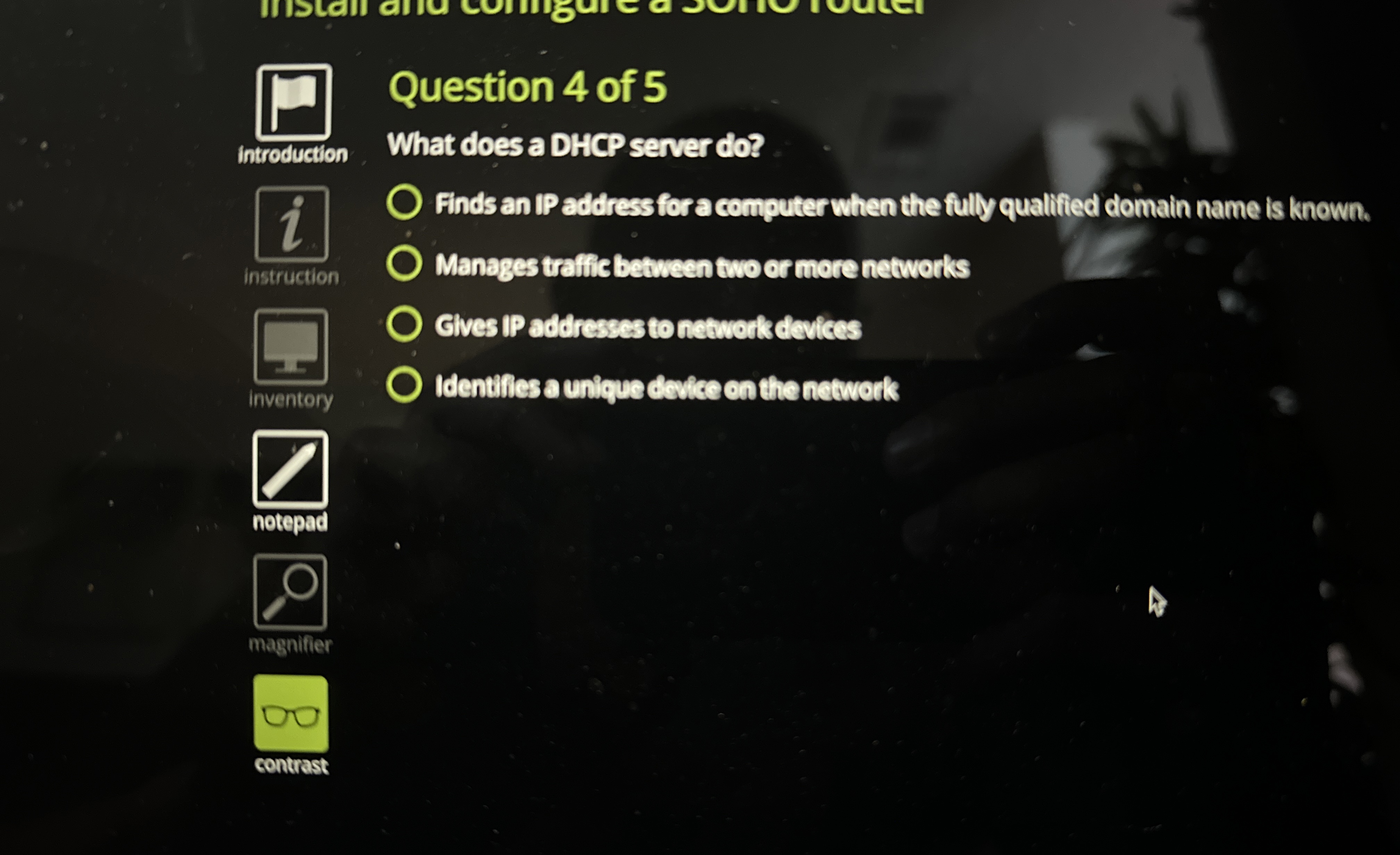 Solved Question 4 ﻿of 5What does a DHCP sever do?Finds an IP | Chegg.com
