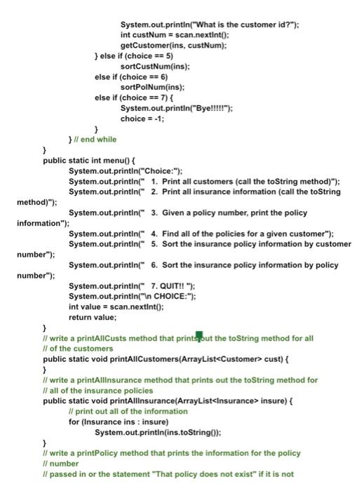 JAVAIII Finish the start files with the instructions | Chegg.com
