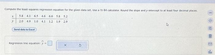 Solved Compute the least-squares regression equation for the | Chegg.com