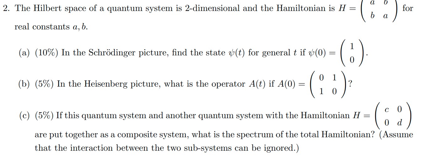 Solved 2016_02The Hilbert space of a quantum system is | Chegg.com