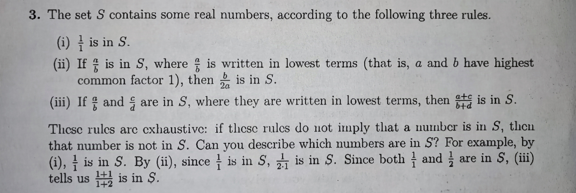 Solved The set S ﻿contains some real numbers, according to | Chegg.com