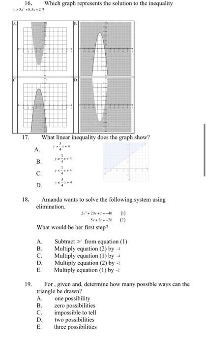 Solved 16. Which graph represents the solution to the | Chegg.com
