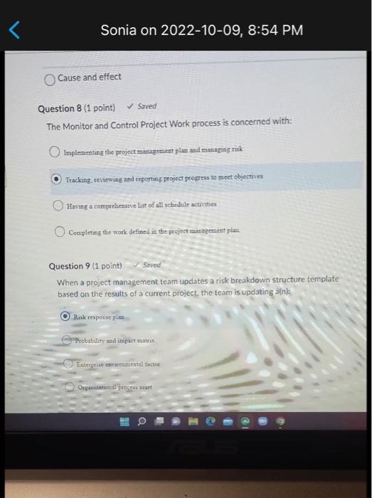 Solved The Monitor and Control Project Work process is | Chegg.com