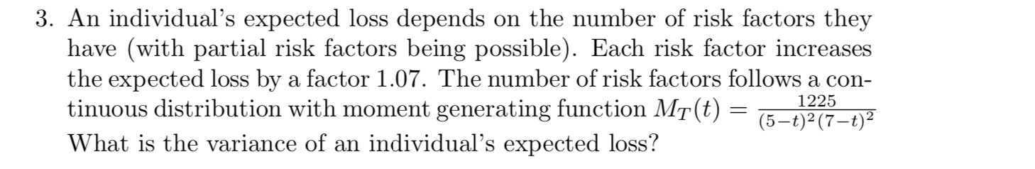 Solved Actuarial Statistics An individual's expected loss | Chegg.com