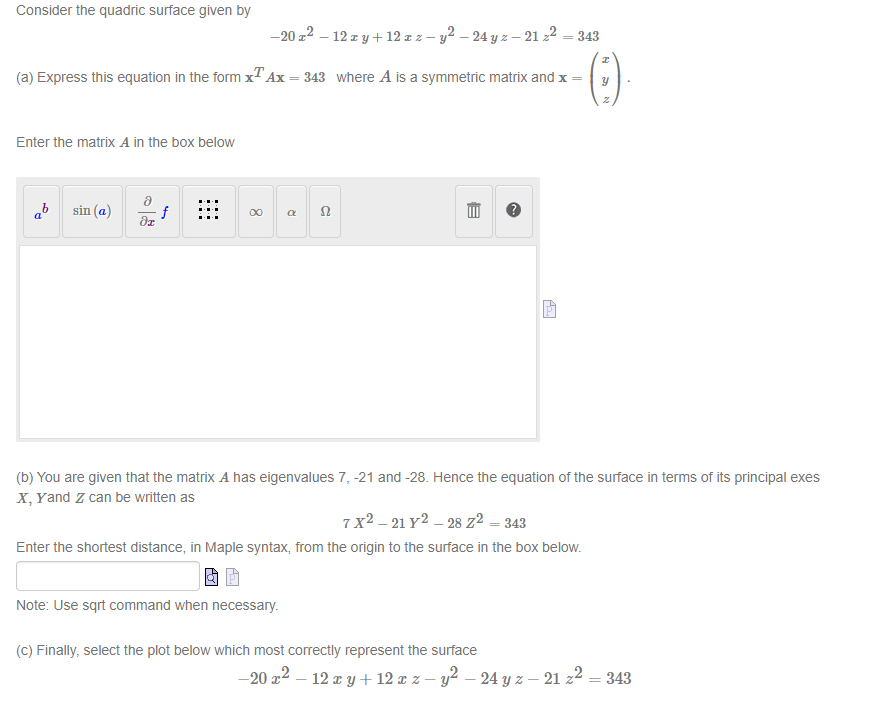 Solved Consider the quadric surface given | Chegg.com