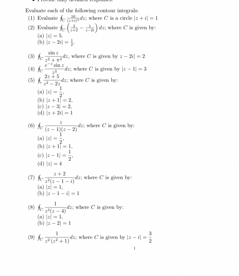 Solved Evaluate each of the following contour integrals:(1) | Chegg.com