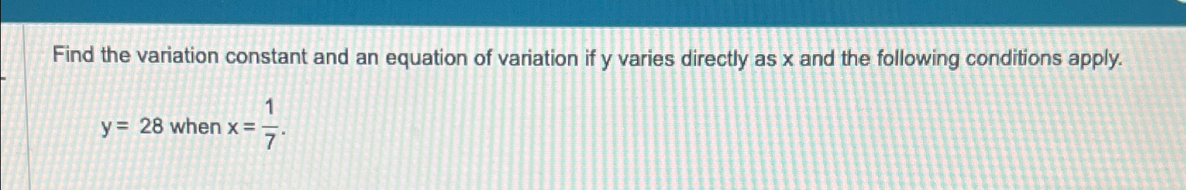 Solved Find the variation constant and an equation of | Chegg.com