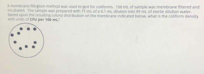 Solved A membrane filtration method was used to test for | Chegg.com