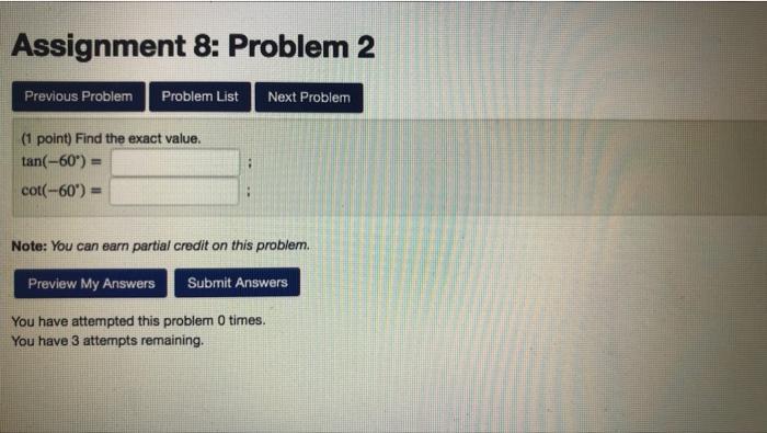 Solved Assignment 8 Problem 2 Previous Problem Problem List 