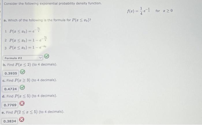 Solved Consider the following exponential probability | Chegg.com