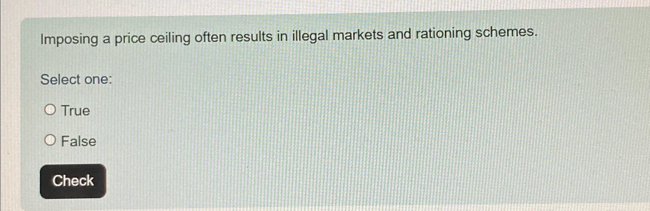 Solved Imposing a price ceiling often results in illegal | Chegg.com