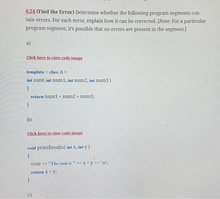 6.54 (Find the Error) Determine whether the following | Chegg.com