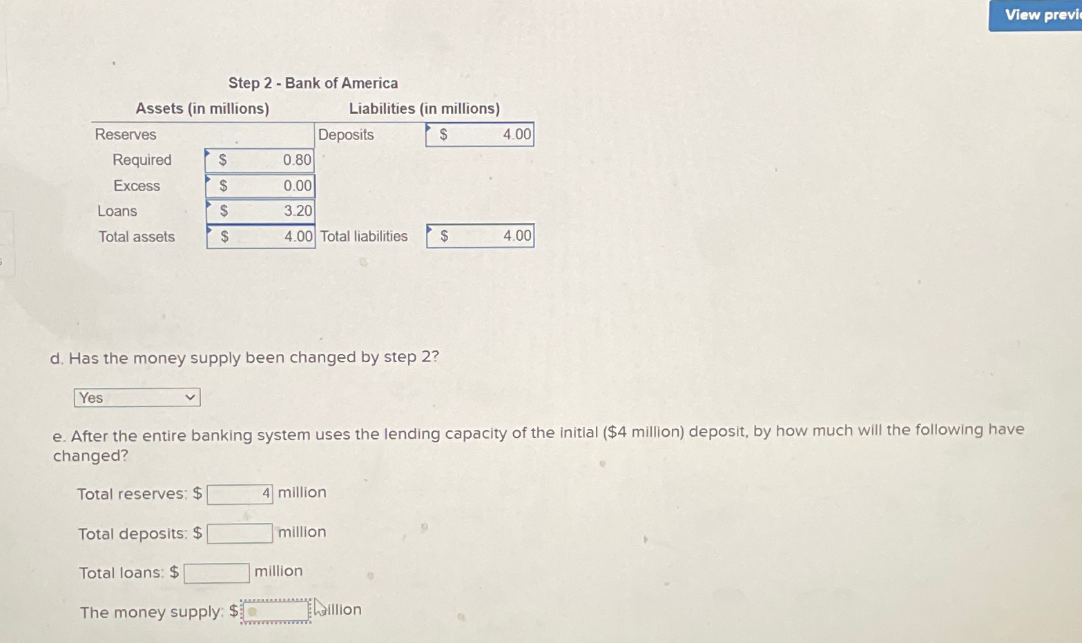 Solved Step 2 - ﻿Bank of America\table[[Assets (in | Chegg.com