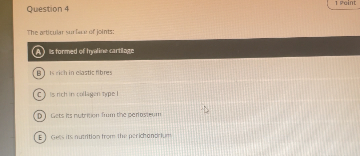 Solved Question 41 ﻿PointThe articular surface of joints:Is | Chegg.com