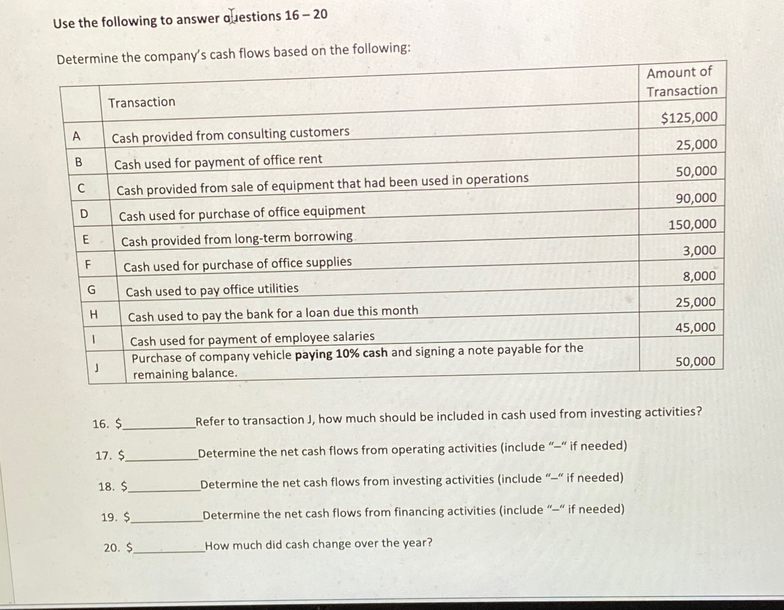 Solved Use the following to answer aflestions 16-20Determine | Chegg.com