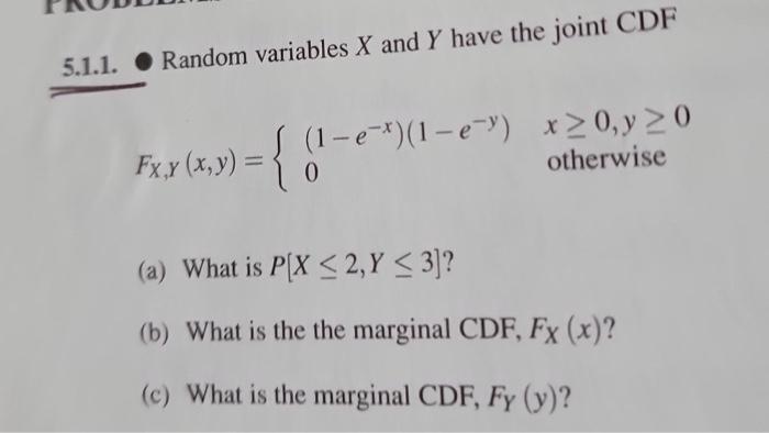 Solved 1.1. Random variables X and Y have the joint CDF | Chegg.com