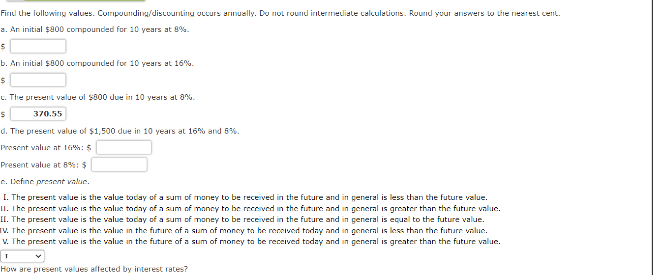 Solved Find the following values. Compounding/discounting | Chegg.com