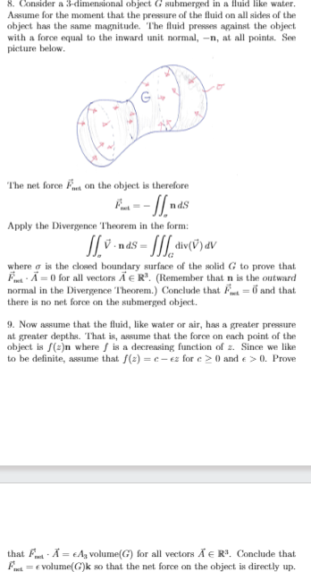Solved Consider a 3-dimensional object G ﻿submerged in a | Chegg.com