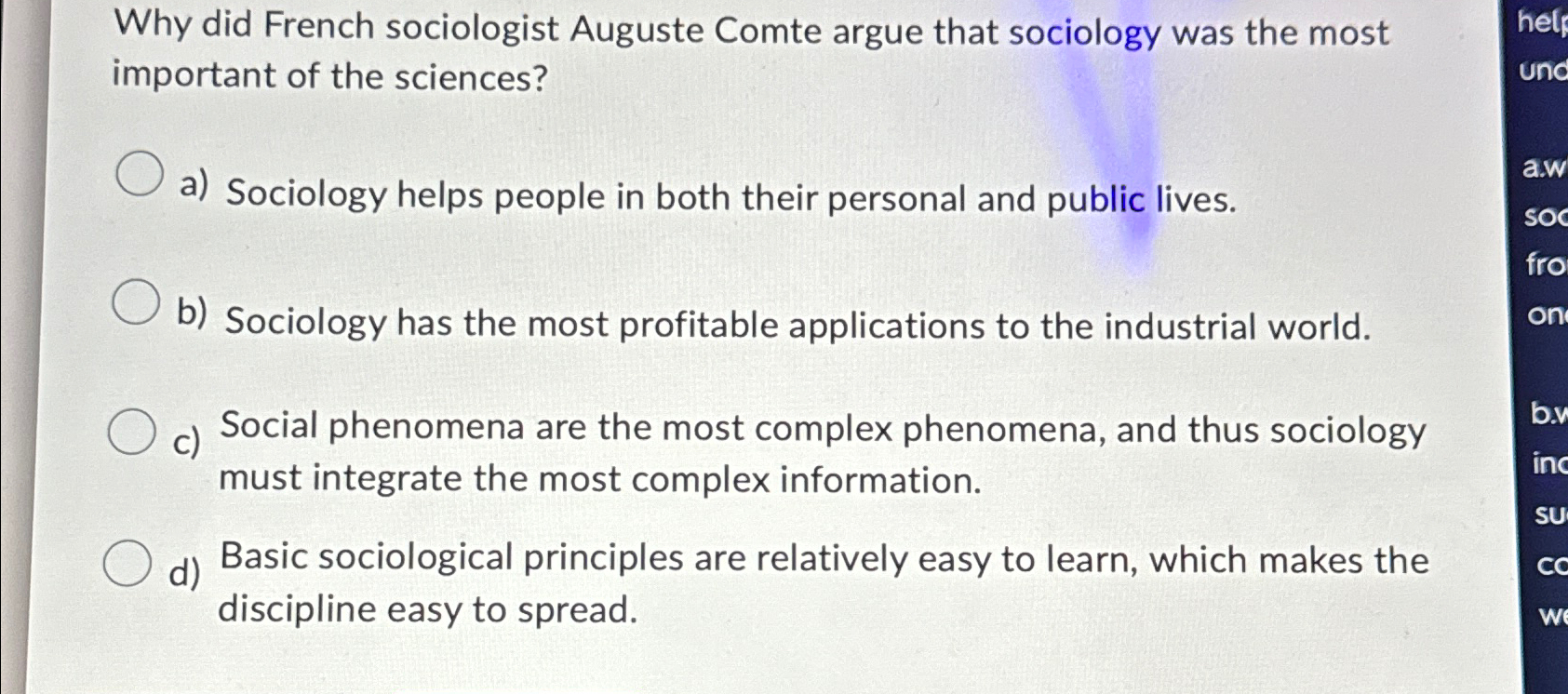 Solved Why did French sociologist Auguste Comte argue that | Chegg.com