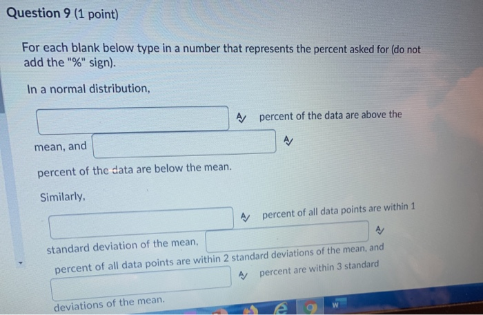 Solved Question 9 (1 point) For each blank below type in a | Chegg.com
